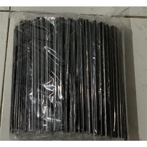 Jual Sedotan Steril 6mm Hitam Teh Tea Jus Plastik 20cm Runcing Higienis