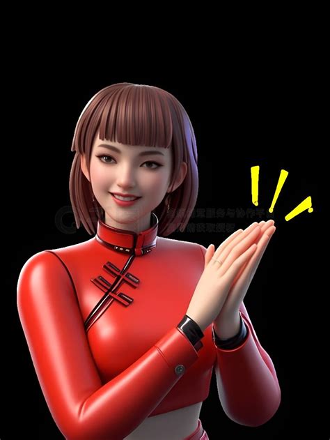 3d渲染ai数字艺术 3d职场女性情绪开心3d渲染卡通风格成年人物红色紧身衣双手合十致意插画 Ai立体元素免费下载 Png格式 2592像素 编号71633816 千图网