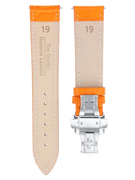19mm Leather Watch Band Strap For Longines Watch Deployment Clasp