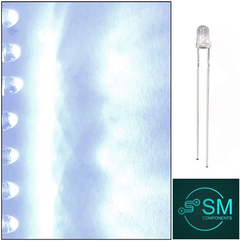 3mm Cool White Diffused Led Light Emitting Diode Round Top 100pcs Led Sm Components