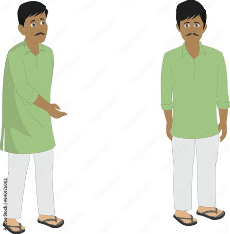 Indian Man Character Model Sheet Set For Cartoon Animation Indian