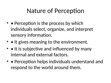 Perceptionpresentation Its Factorstypes And Definition Pptx
