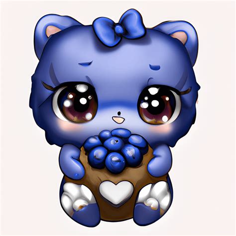 Chibi Blueberry Bear Holding Graphic · Creative Fabrica