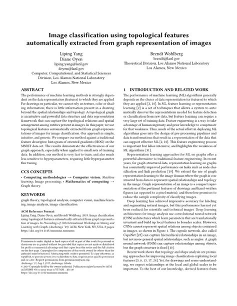 Image Classification Using Topological Features Automatically Extracted