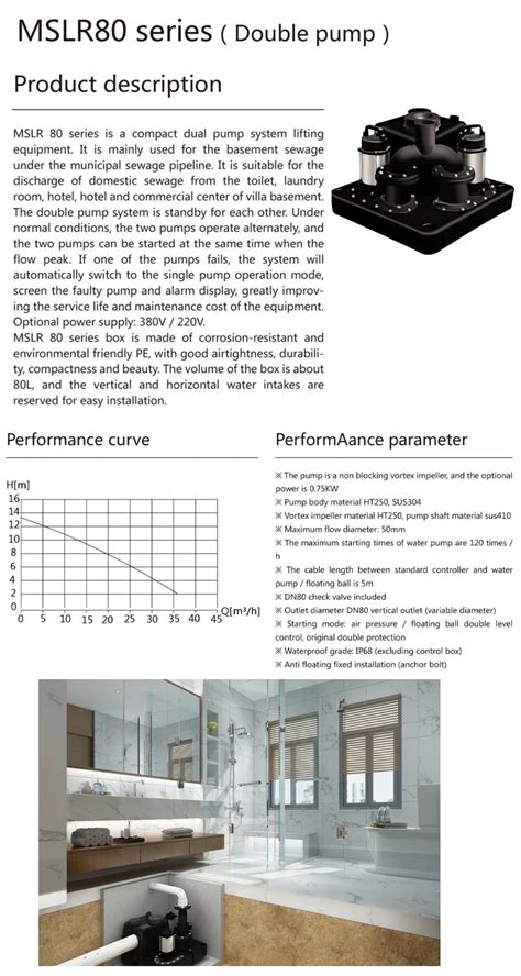 Big Flow Sewage Elevator Toilet Automatic Cutting Sewage Pump Sewage