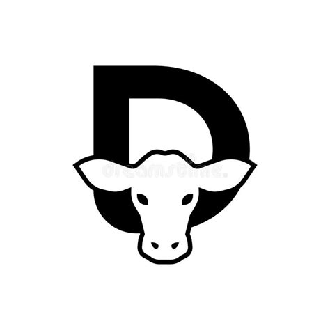Initial Letter D Cow Logo Negative Space Black Color Stock Vector Illustration Of Organ