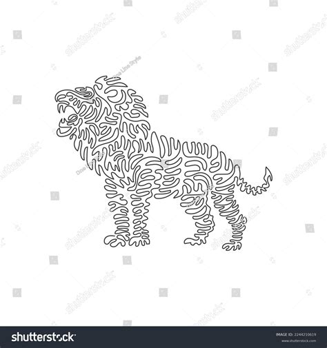 Continuous Curve One Line Drawing Ferocious Stock Vector Royalty Free 2244210619 Shutterstock