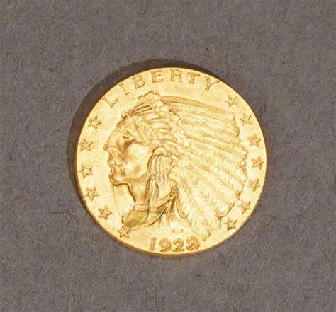 Lot Us Indian Head 1928 2 12 Dollar Gold Coin 26 Dwt