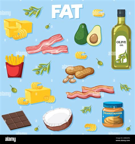 Variety Of Fat Foods Illustration Stock Vector Image And Art Alamy