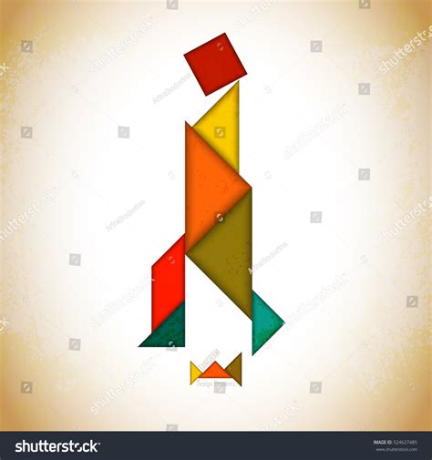 Tangram Peoplel Made Tangram Pieces Geometric Stock Vector Royalty