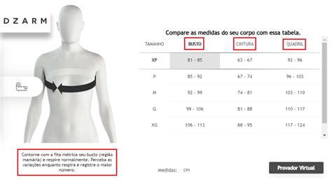 Tabela De Medidas Dzarm