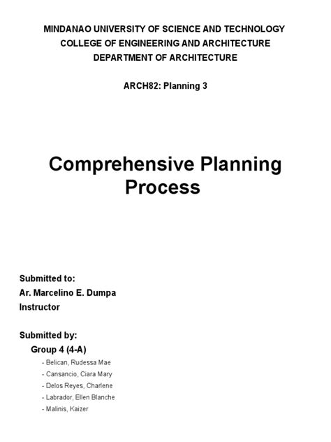 Comprehensive Planning Process Pdf Government Business
