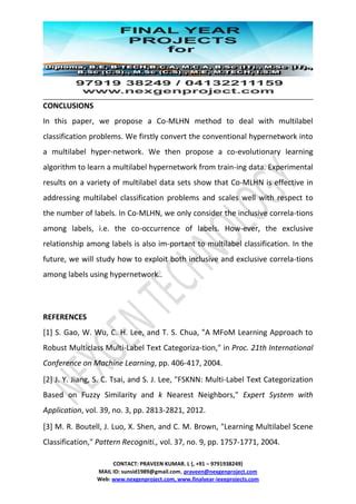 MULTILABEL CLASSIFICATION VIA CO EVOLUTIONARY MULTILABEL HYPERNETWORK PDF