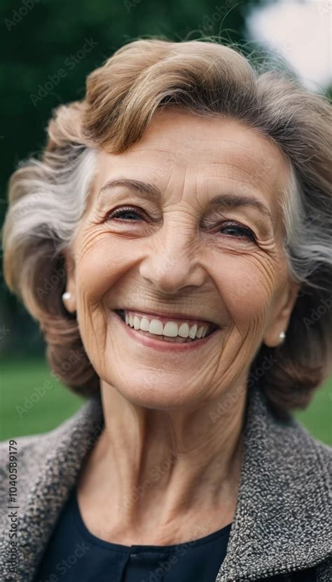 Sophisticated Smiling Older French Woman In The Open Air Demeanor