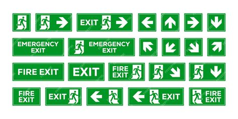 Conjunto De Sinais De Saída De Emergência Ou ícones De Saída De
