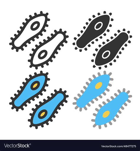 Bacteria Microbe Virus Outline Icon Set Royalty Free Vector