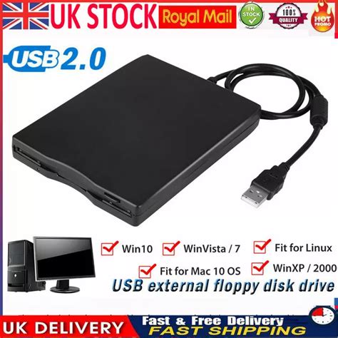 3 5and Usb 2 0 Data External Floppy Disk Drive 1 44mb For Laptop Pc Win 7 8 10 Mac £10 59