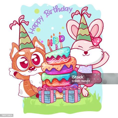 귀여운 여우와 인사말 생일 카드 일러스트 레이 션 곰에 대한 스톡 벡터 아트 및 기타 이미지 곰 귀여운 꽃 식물 Istock