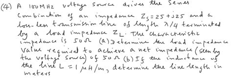Solved 4 A 100M Hz Voltage Source Drives The Senes Chegg Com