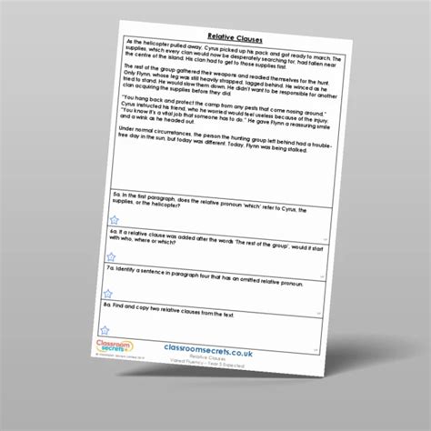 Year 5 Relative Clauses Application 2 Resource Classroom Secrets