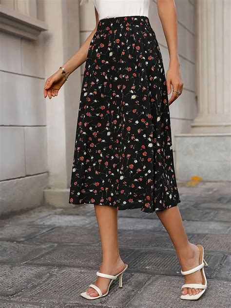 Floral Pattern High Waist Skirt Elegant Skirt Spring Summer Temu Canada