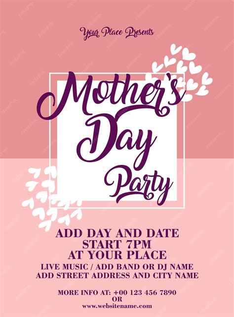 Folleto De Cartel De Celebración De Fiesta Del Día De La Madre O Diseño