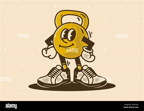 Mascot Character Design Of A Dumbbells In An Upright Standing Position