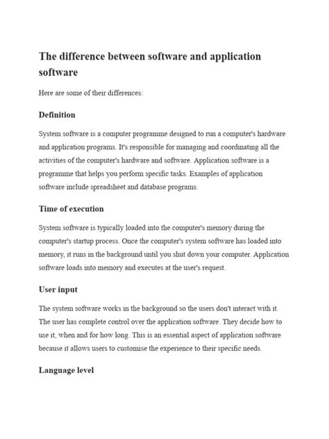 The Difference Between Software And Application Software Pdf Software Application Software