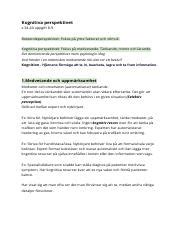Kognitiva Perspektivet Sammanfattning Pdf Kognitiva Perspektivet S