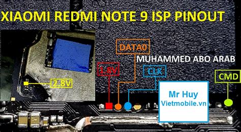Chia sẻ Pinout eMMC của Xiaomi Redmi Note 9 Xiaomi Redmi 10x 4G