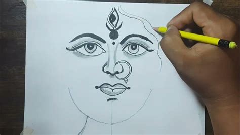 Easy Trick How To Draw Maa Durga Face Pencil Sketch Beginners