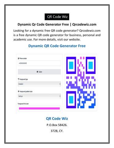 Dynamic Qr Code Generator Free Qrcodewiz By Qrcode Wiz Issuu