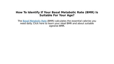 What Is Basal Metabolic Rate How Is BMR Affected By Your Age By Jack Son Issuu
