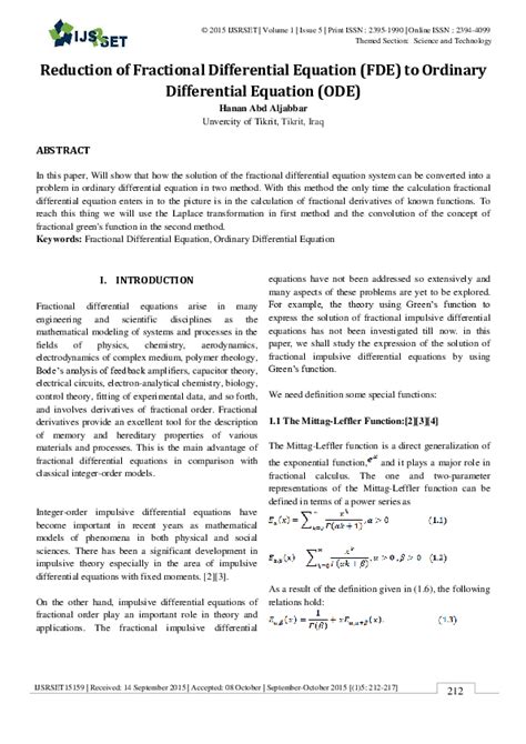 pdf reduction of fractional differential equation fde to ordinary