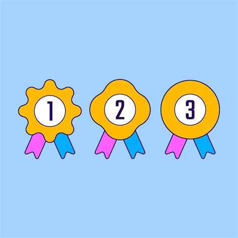 1位、2位、3位の位置トップホルダー賞バッジイラストベクトルアイコン プレミアムベクター