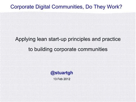 Cass Presentation On Applying Lean Startup Tools To Building Community Pptx