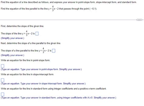Solved Find The Equation Of A Line Described As Follows And Chegg
