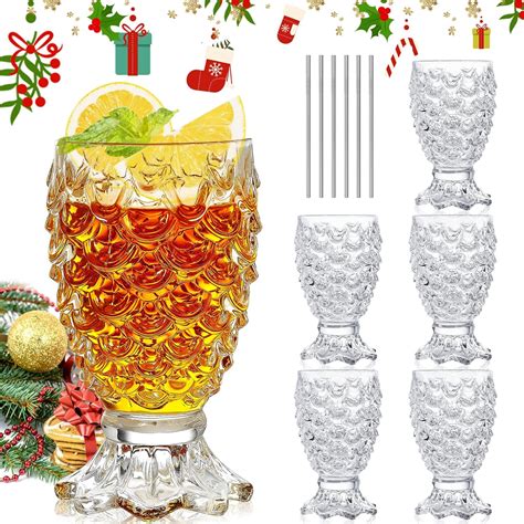 Inftyle Set Mit 6 Ananas Cocktailgläsern Vintage Glaswaren Whiskygläser Klassische Wein