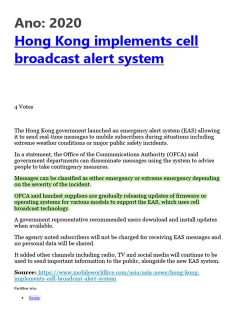 Hong Kong Implements Cell Broadcast Alert System Source Pdf