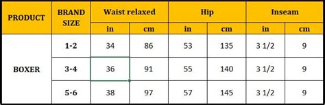 Size Chart Men Boxer Sizeupp