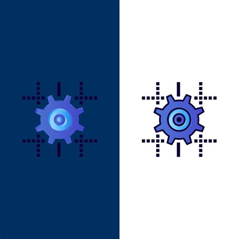 Setting Gear Computing Line Icons Flat And Line Filled Icon Set Vector