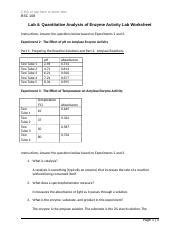 Lab 4 Enzyme Worksheet Docx Click Or Tap Here To Enter Text BSC 108 Lab 4 Quantitative