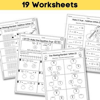 Unknown Numbers 1st Grade Math Worksheets By Tiny Teaching Shack