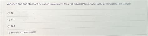 Solved Variance And And Standard Deviation Is Calculated For Chegg