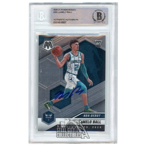 LaMelo Ball 2020 21 Panini Mosaic NBA Debut Autograph RC Card 262 BAS