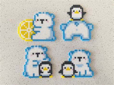 Polar Bear And Little Penguin Perler Beads Art Can Be Fridge Magnet