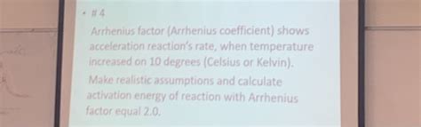 Arrhenius Factor Arrhenius Coefficient Shows