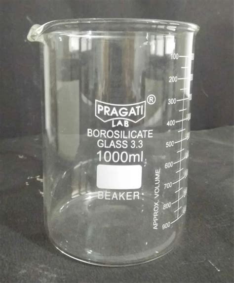 Cylindrical Borosilicate Glass Beaker For Mixing Solutions 1000 Ml At