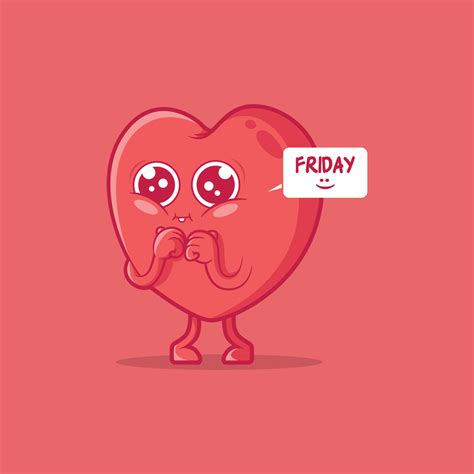 Happy Cute Heart Character Vector Illustration Funny Inspiration