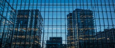 A Glass Building With A Reflection Of A Building Stock Illustration Illustration Of